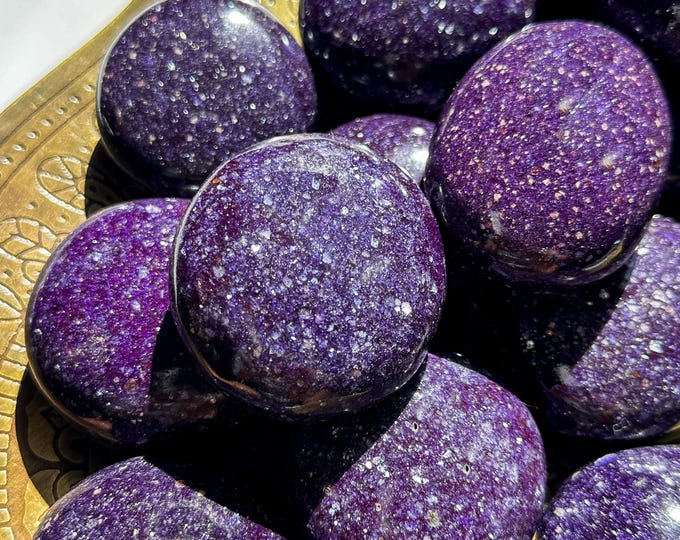 UBER SPARKLY Lepidolite With Mica Palm Stones, COMPOSITE Lepidolite ...