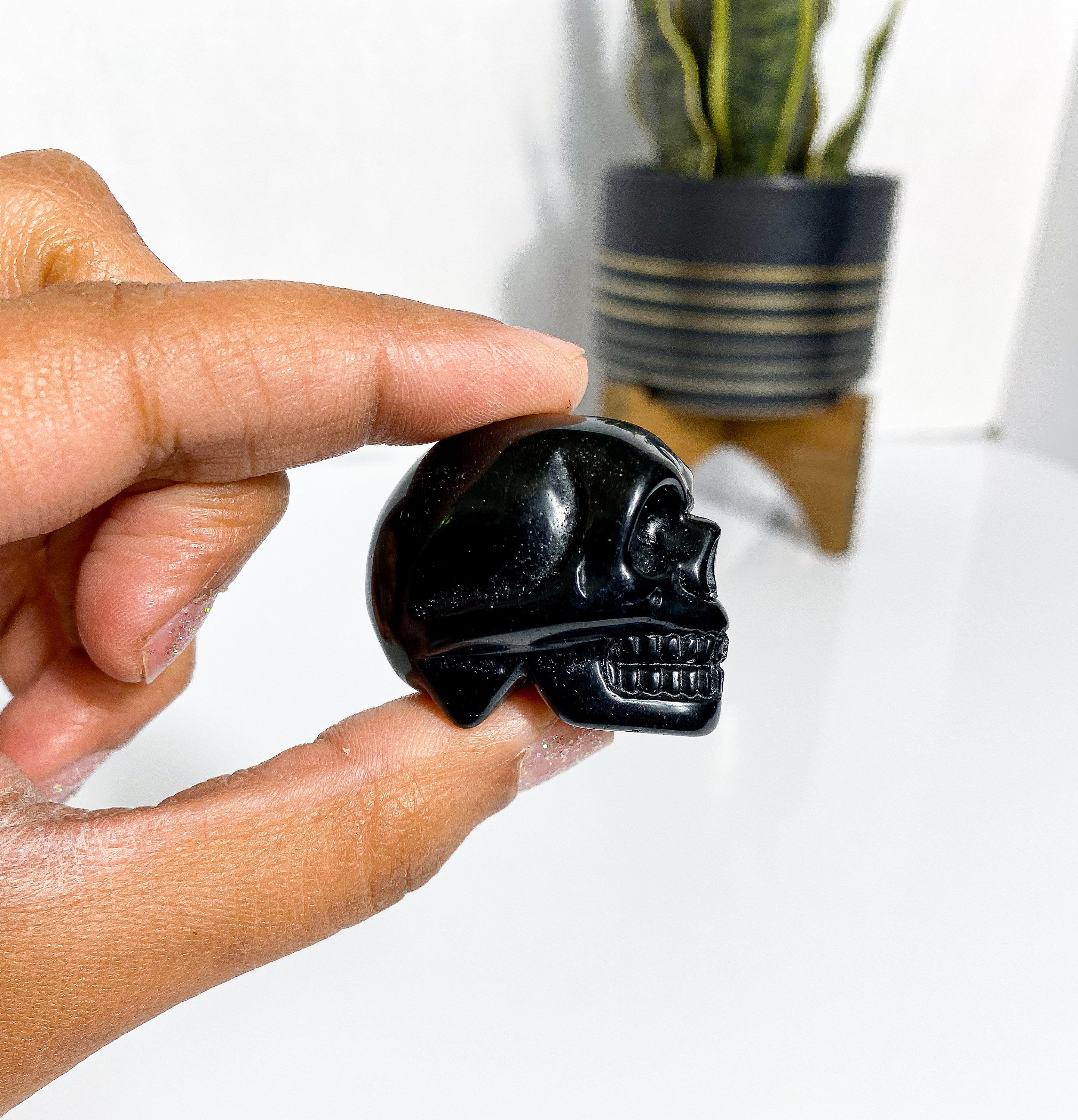 Mexican Black Obsidian Skulls Protection Crystal Hand Craved | Etsy