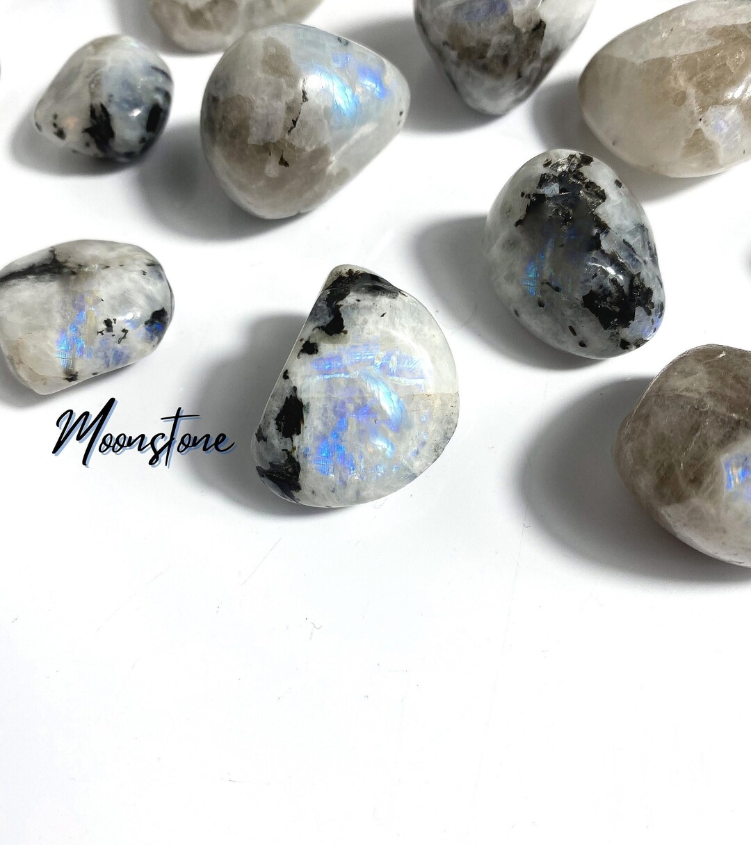 Uber Flashy Rainbow Moonstone Tumbles, Dreams & Intuition, Rainbow Moonstone, Moonstone Tumbled ...