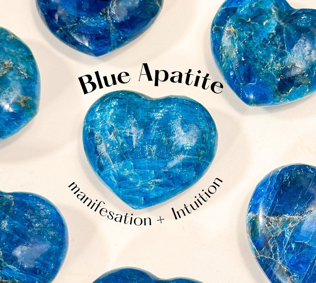 Gemmy Puffy Blue Apatite Hearts, Manifestations + Intuition, Apatite ...