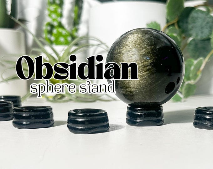 Hand-craved Obsidian Sphere Holder, Black Obsidian Sphere Stand ...