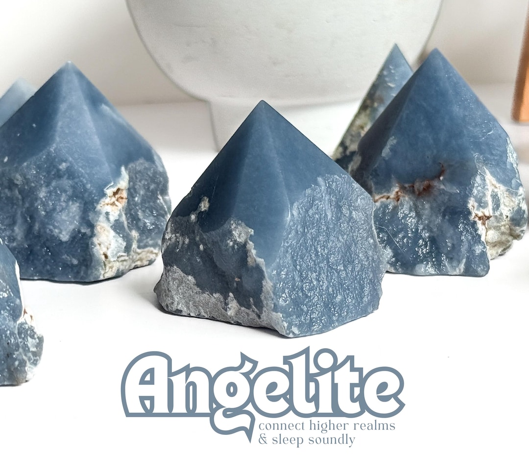 Celestial Angelite Raw Points, Angelite Top Polish, Raw Angelite Point, Blue Anhydrite, Raw ...