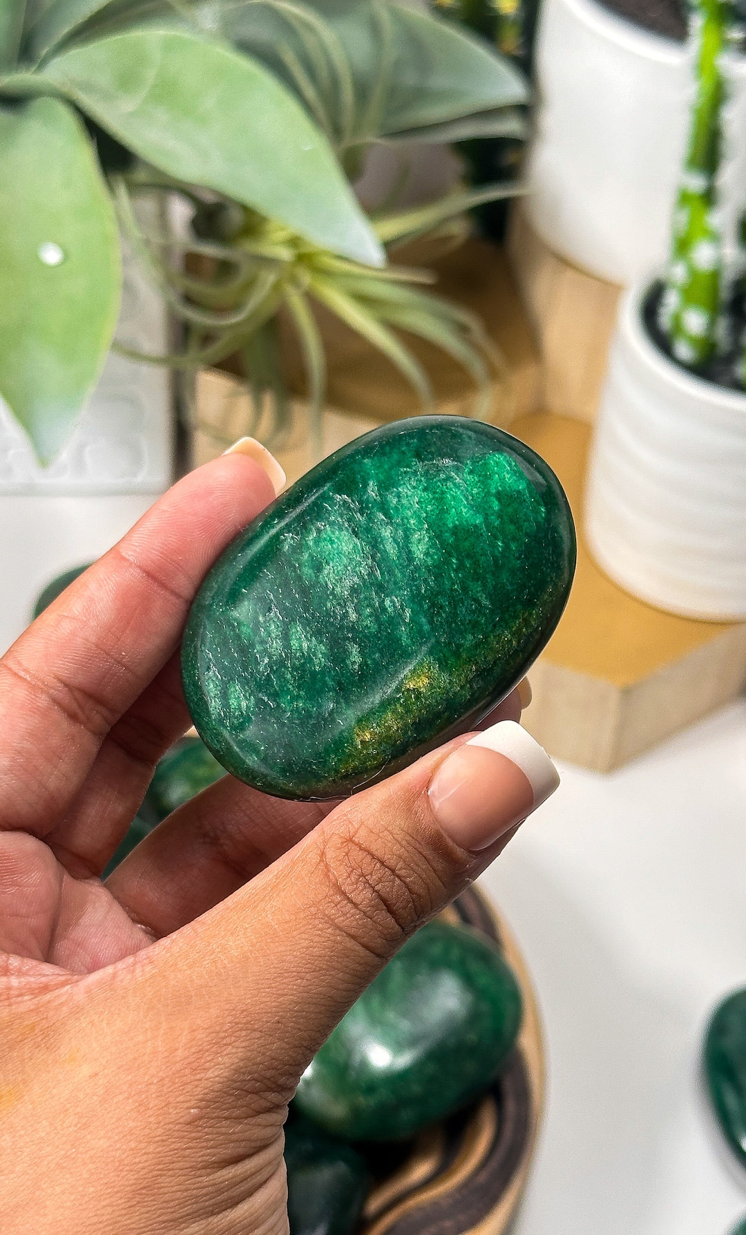 Sparkly Green Strawberry Quartz Palm Stone, Green Strawberry Quartz ...