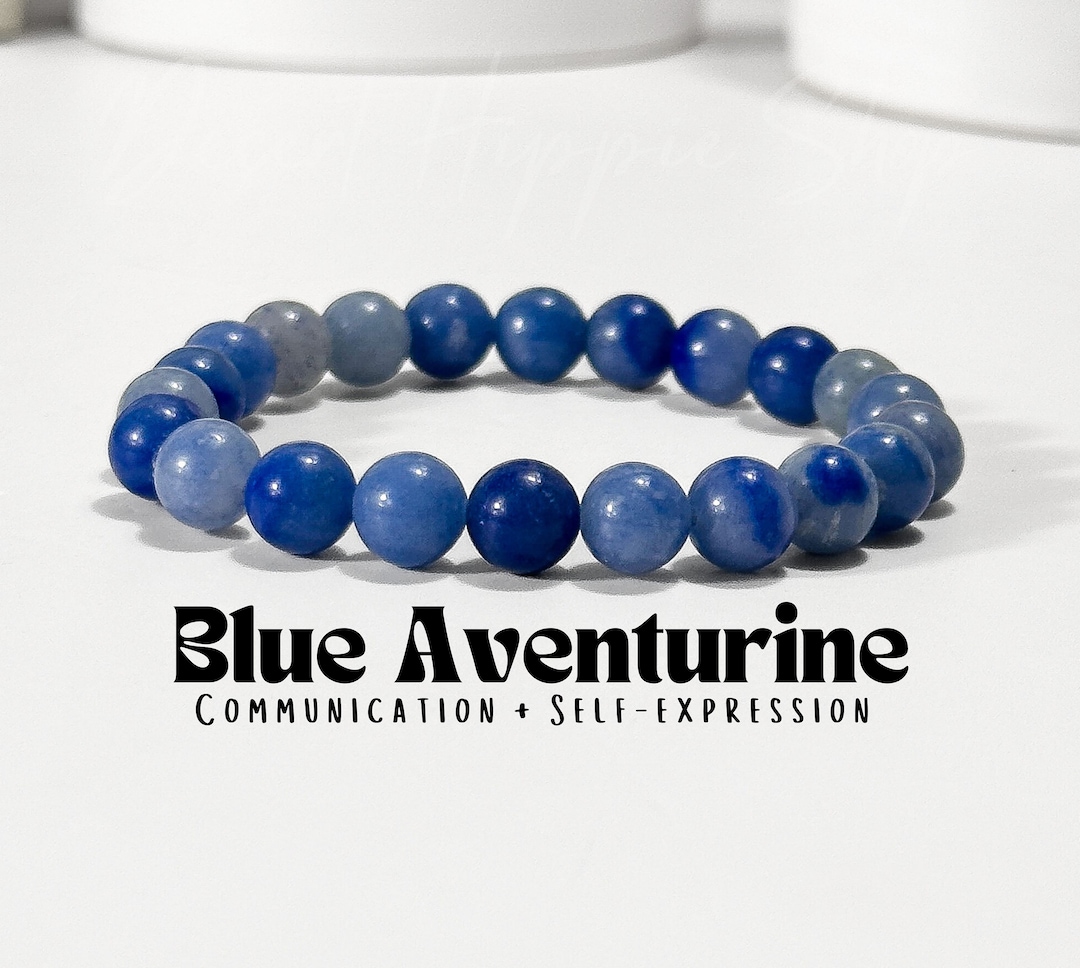 Blue Aventurine Bracelets, Communication + Self-expression, 8mm Blue ...