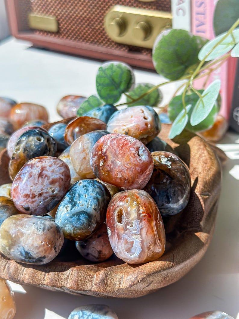 Hand Polished Plume Agate Tumbles: Pink Lady, Rainbow, Blue Agate - Etsy