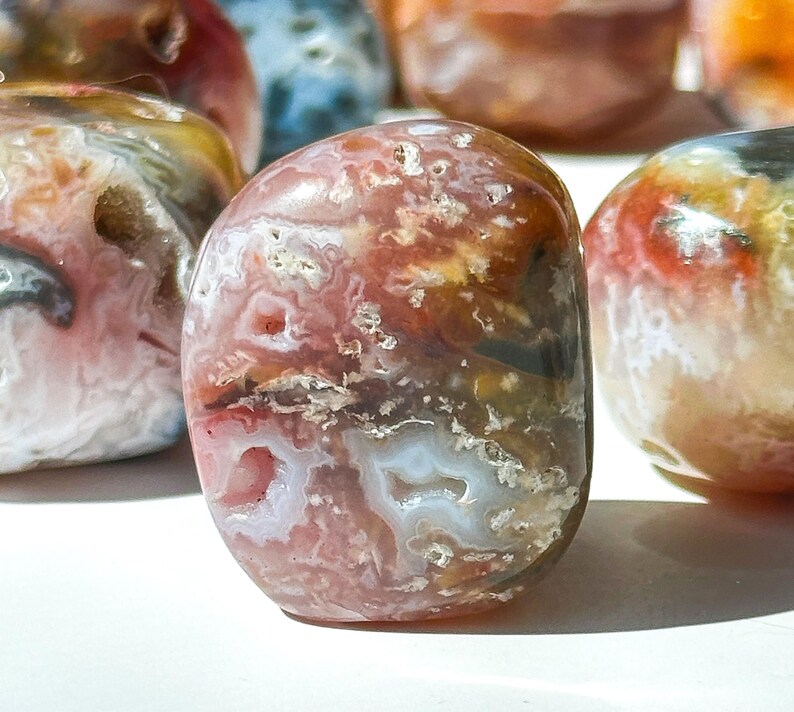 Hand Polished Plume Agate Tumbles: Pink Lady, Rainbow, Blue Agate - Etsy