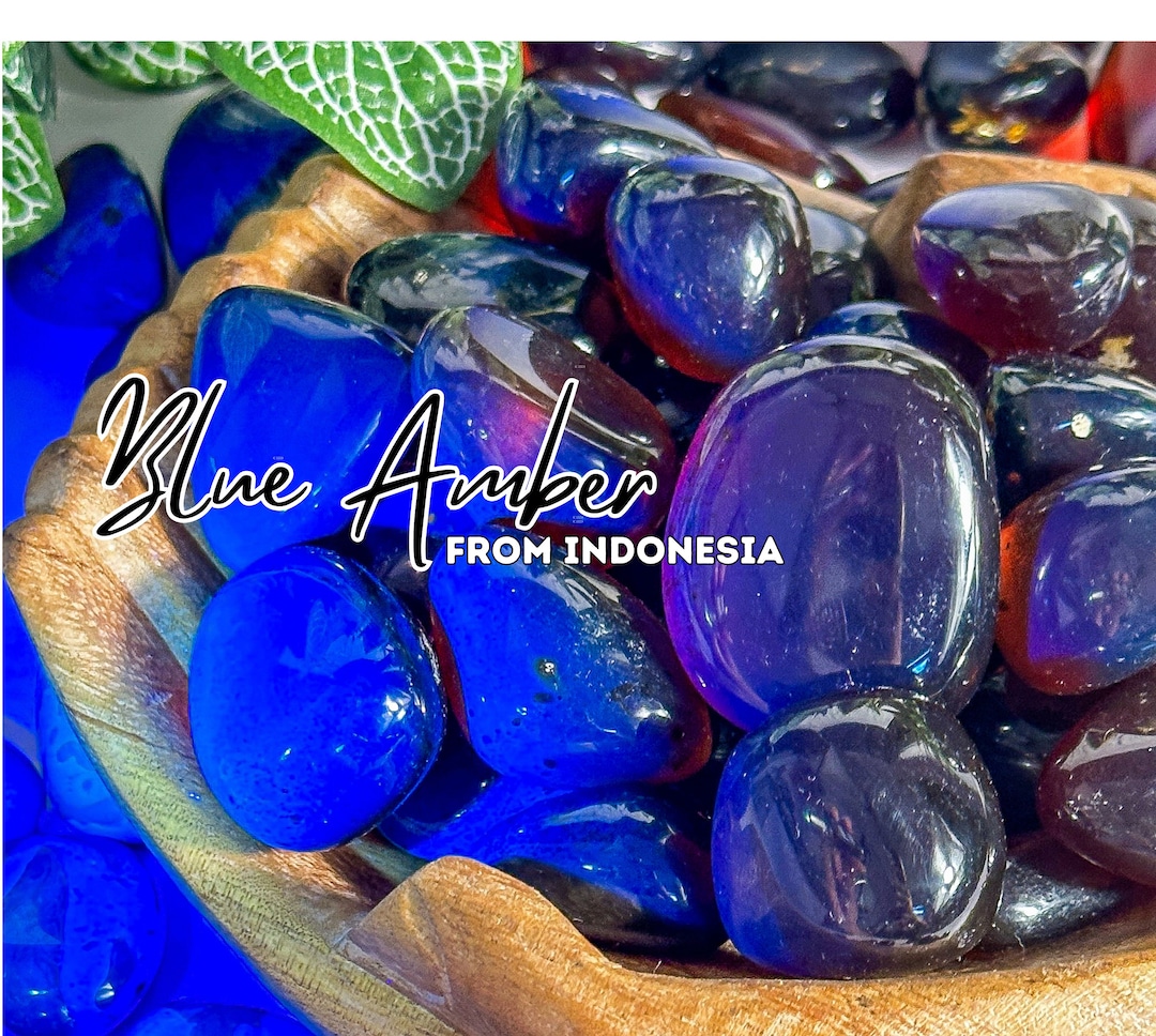 UV Reactive Blue Amber Tumble Stone: Rare Energy Cleansing Crystal - Etsy