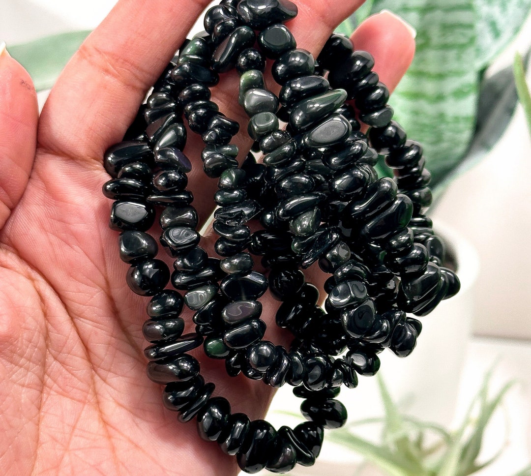 Rainbow Obsidian Bracelets, Rainbow Obsidian Chip Bracelets, Iris ...