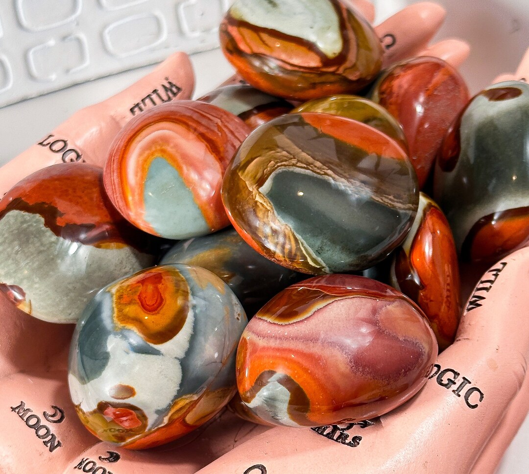 Colorful Desert Jasper Palm Stone, Exuberance + Vitality, Polychrome ...