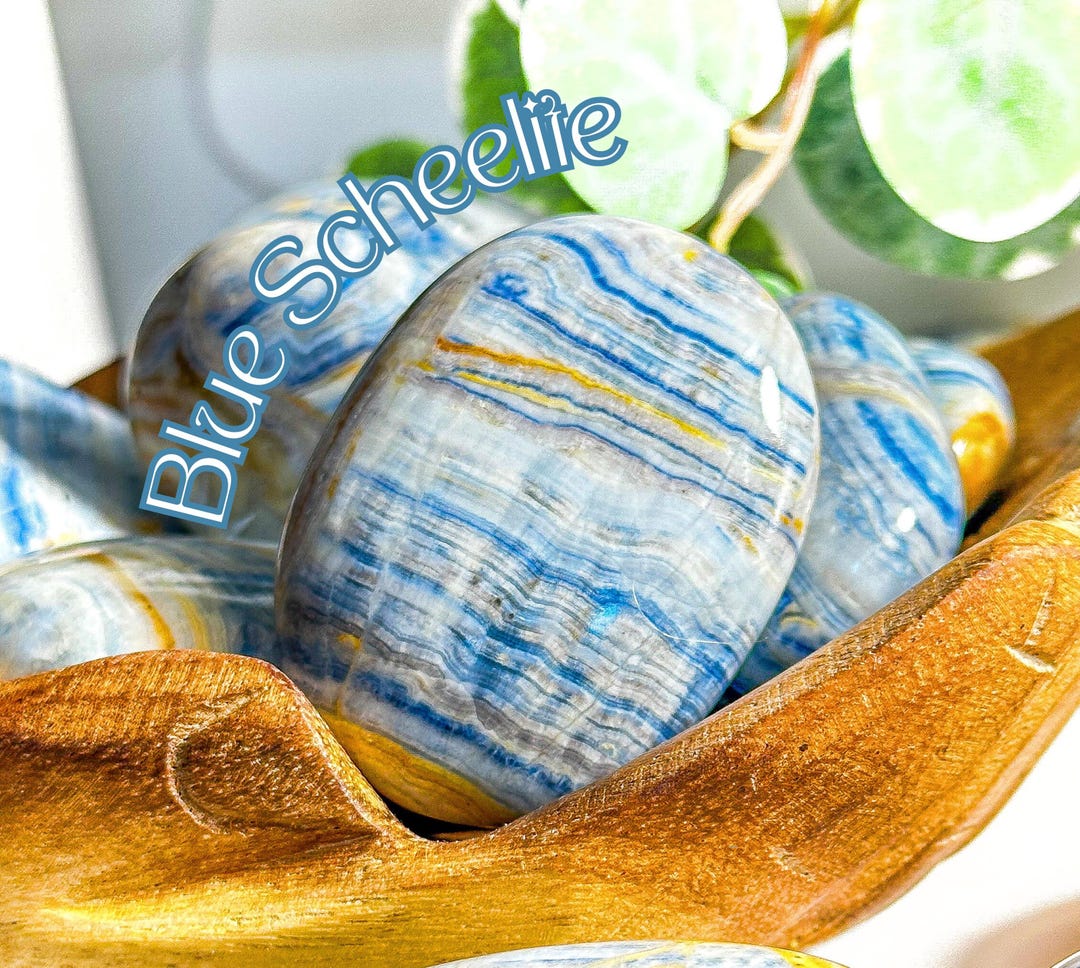 Soothing Blue Scheelite Palm Stones, Stress Relief Stone, Lapis Lace ...