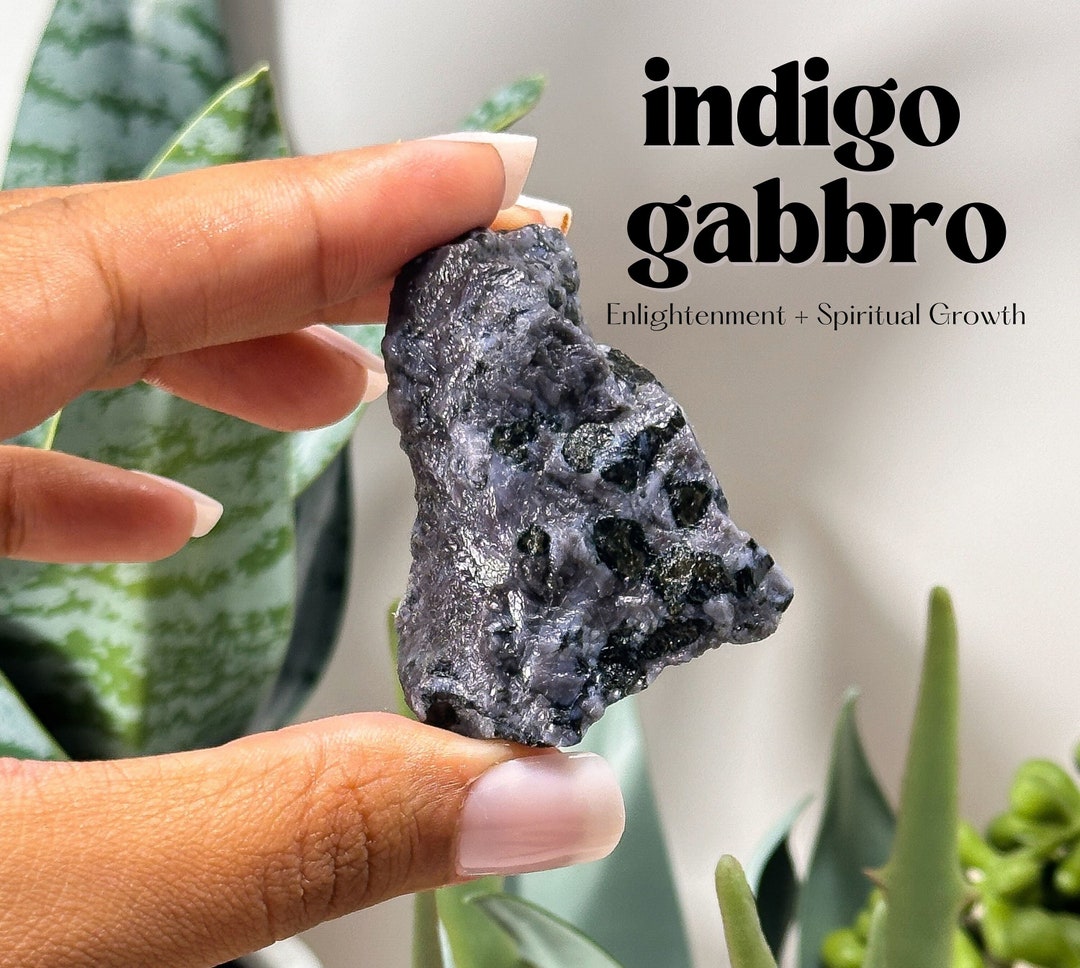 Raw Indigo Gabbro, Enlightenment + Spiritual Growth, Raw Mystic Merlinite, Natural Indigo Gabbro ...