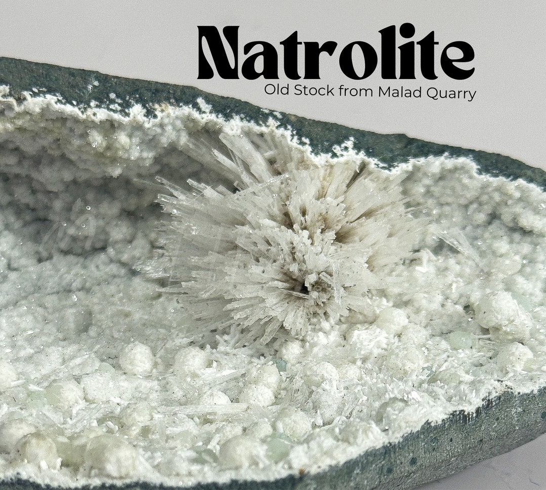 Natrolite in Quartz Specimen From Malad Quarry, RARE LOCALITY, Raw ...