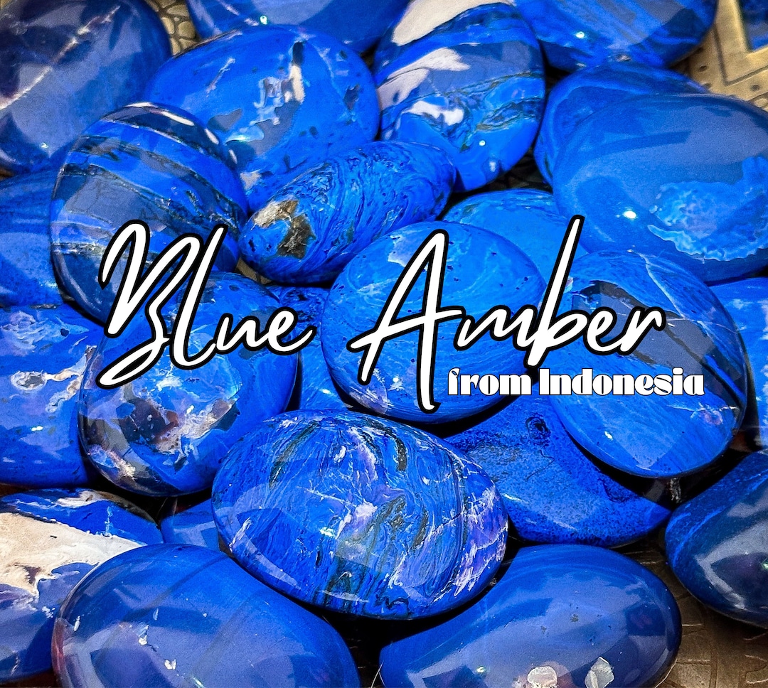 Blue Amber Palm Stone From Indonesia, Genuine Blue Amber, Amber Palm ...
