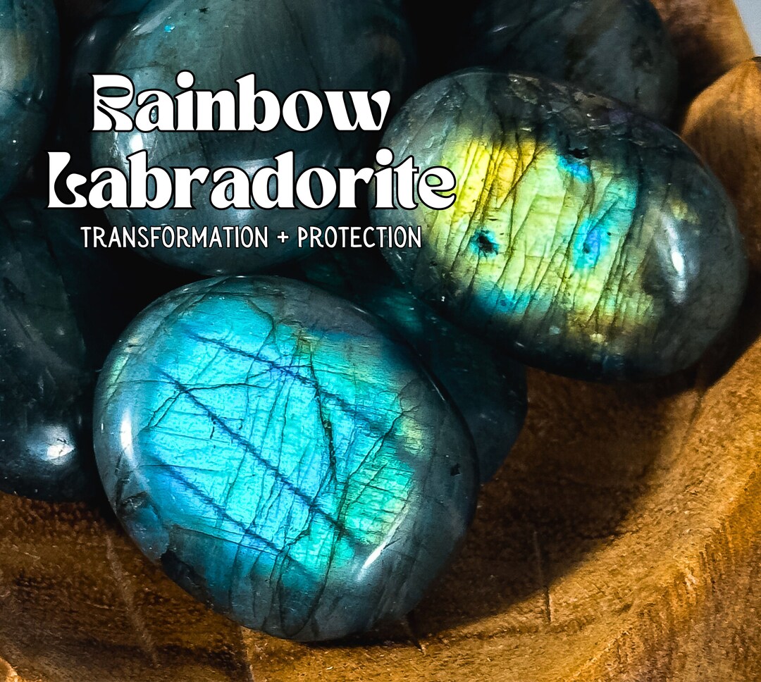 Rainbow Labradorite Palm Stone: Pocket-sized Crystal - Etsy