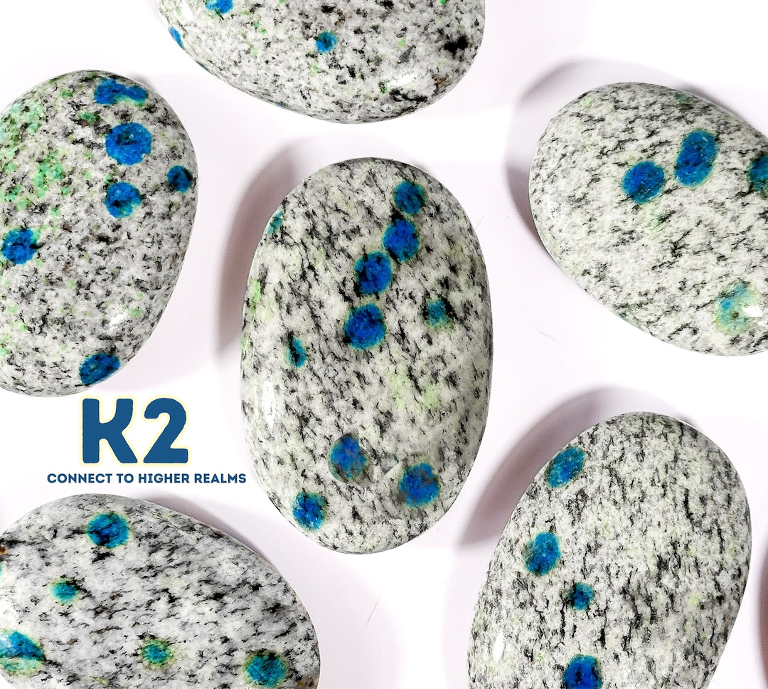 K2 Palm Stone: Azurite in Quartz, Pakistan Granite - Etsy