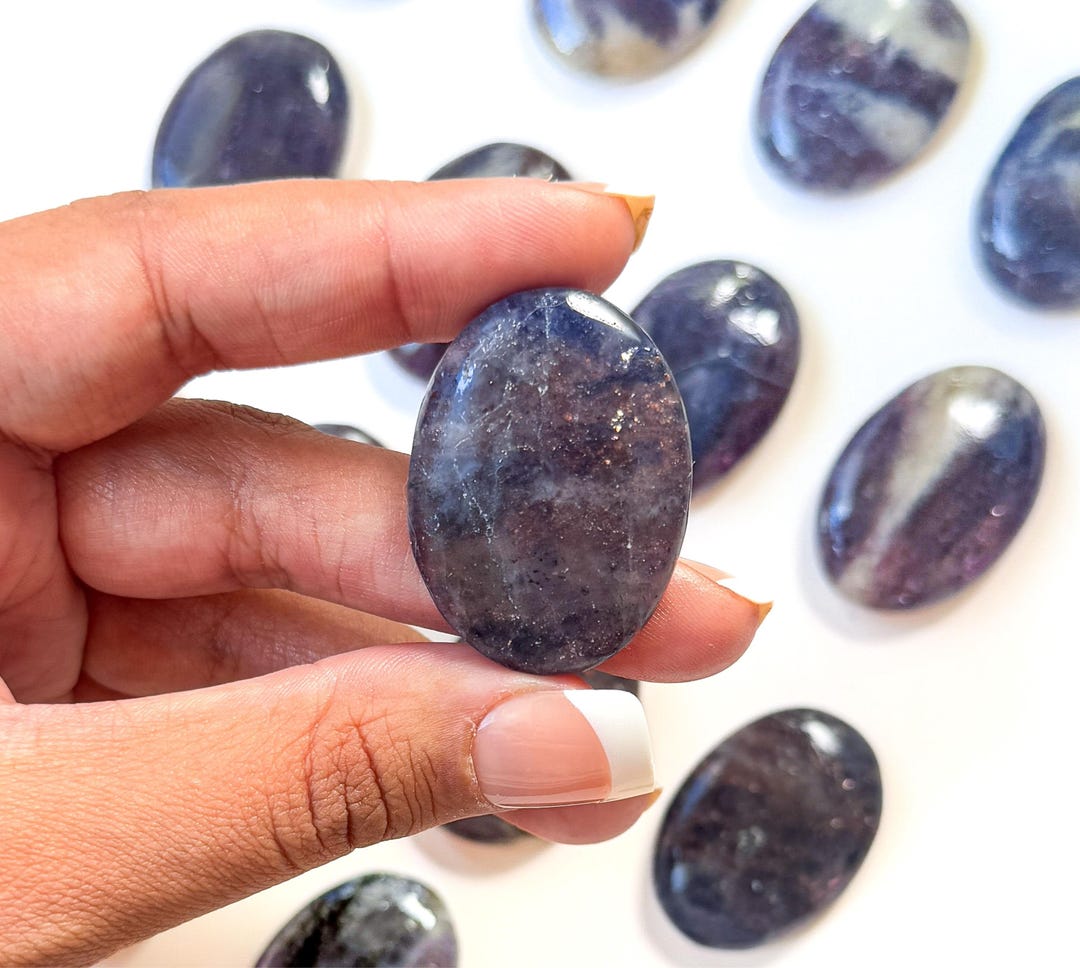 Bloodshot Iolite Worry Stone, Viking’s Compass Thumb Stone, Natural ...