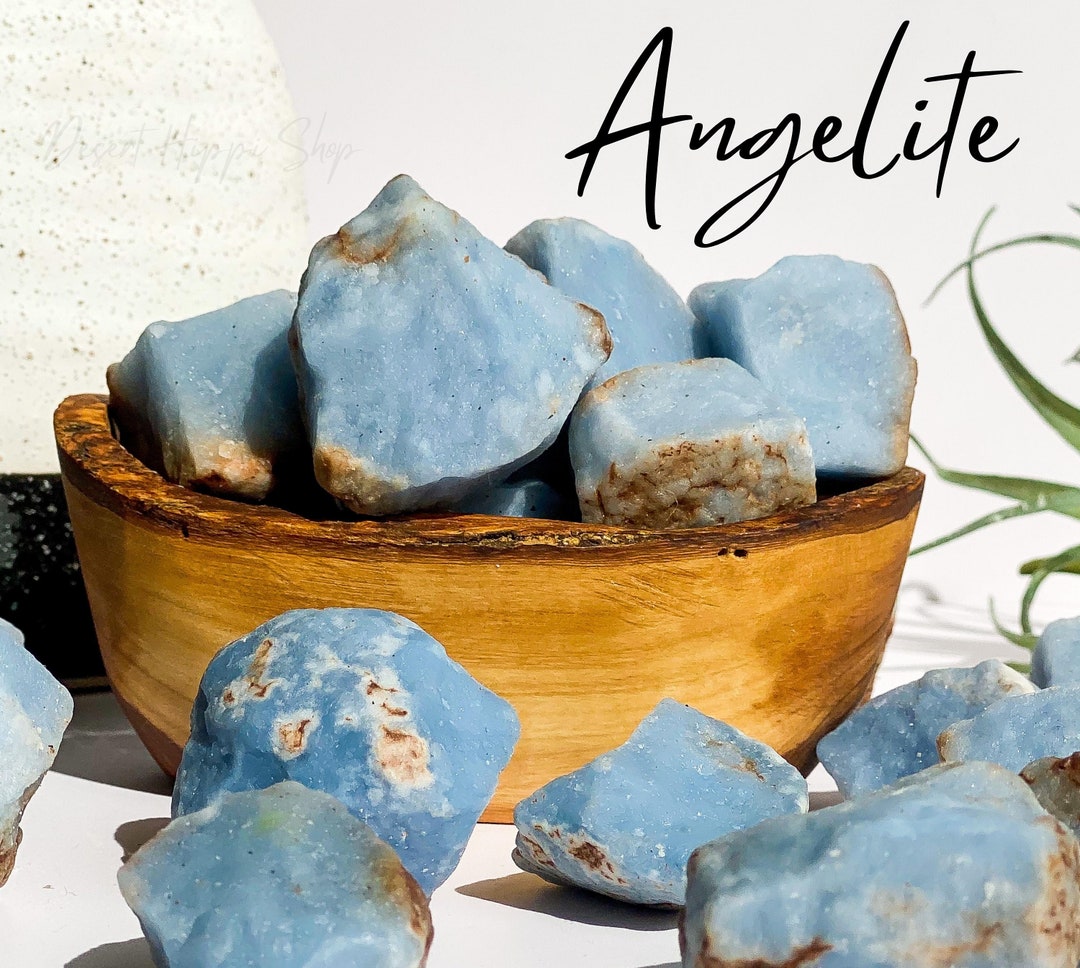 Raw Angelite Stone, Guardian Angel & Spirit Guides Crystal, Rough ...
