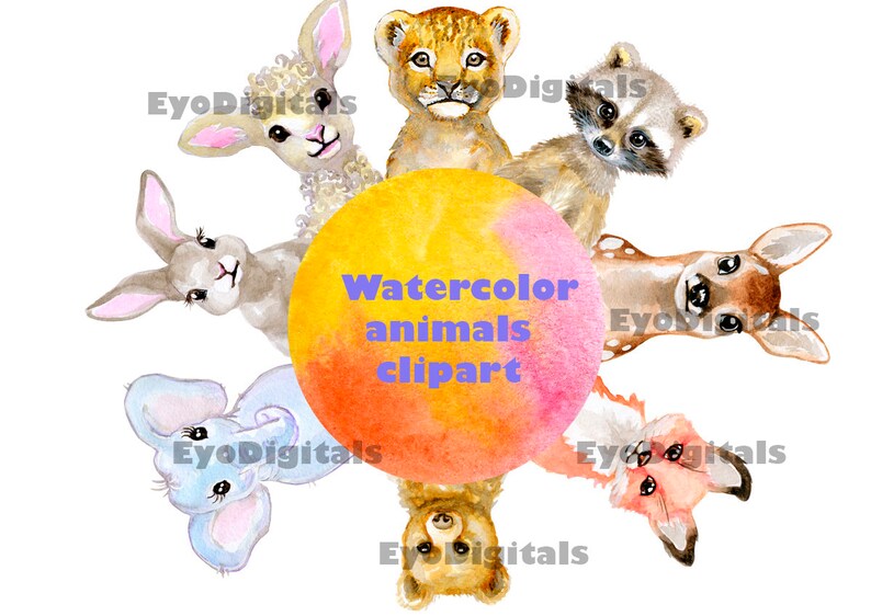 Cute Baby Animals Watercolor Clipart Set for Scrapbook Crafts - Etsy