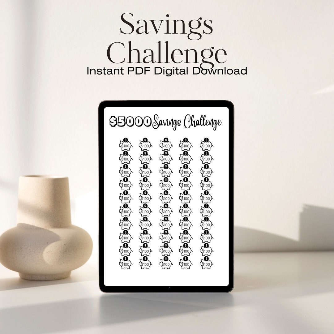 5000 Dollar Piggy Bank Savings Challenge, Money Tracker, Sinking Funds ...