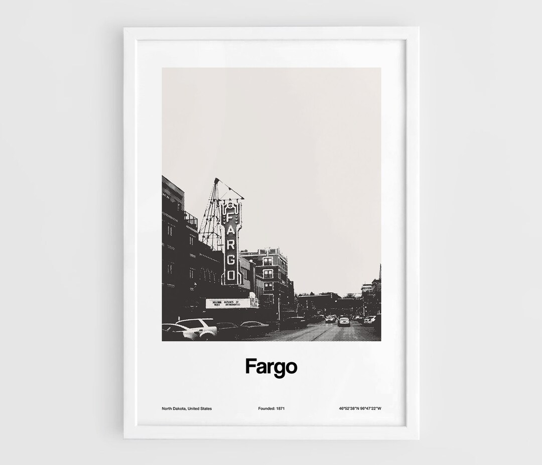 Fargo Poster North Dakota, Fargo ND, Fargo City Skyline, Fargo Downtown ...