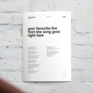 Custom Song Print DIGITAL VERSION, Custom Music Poster, Lyric Art Print ...