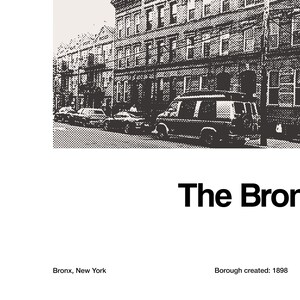 The Bronx Poster, the Bronx New York Print, Bertine Block Historic ...