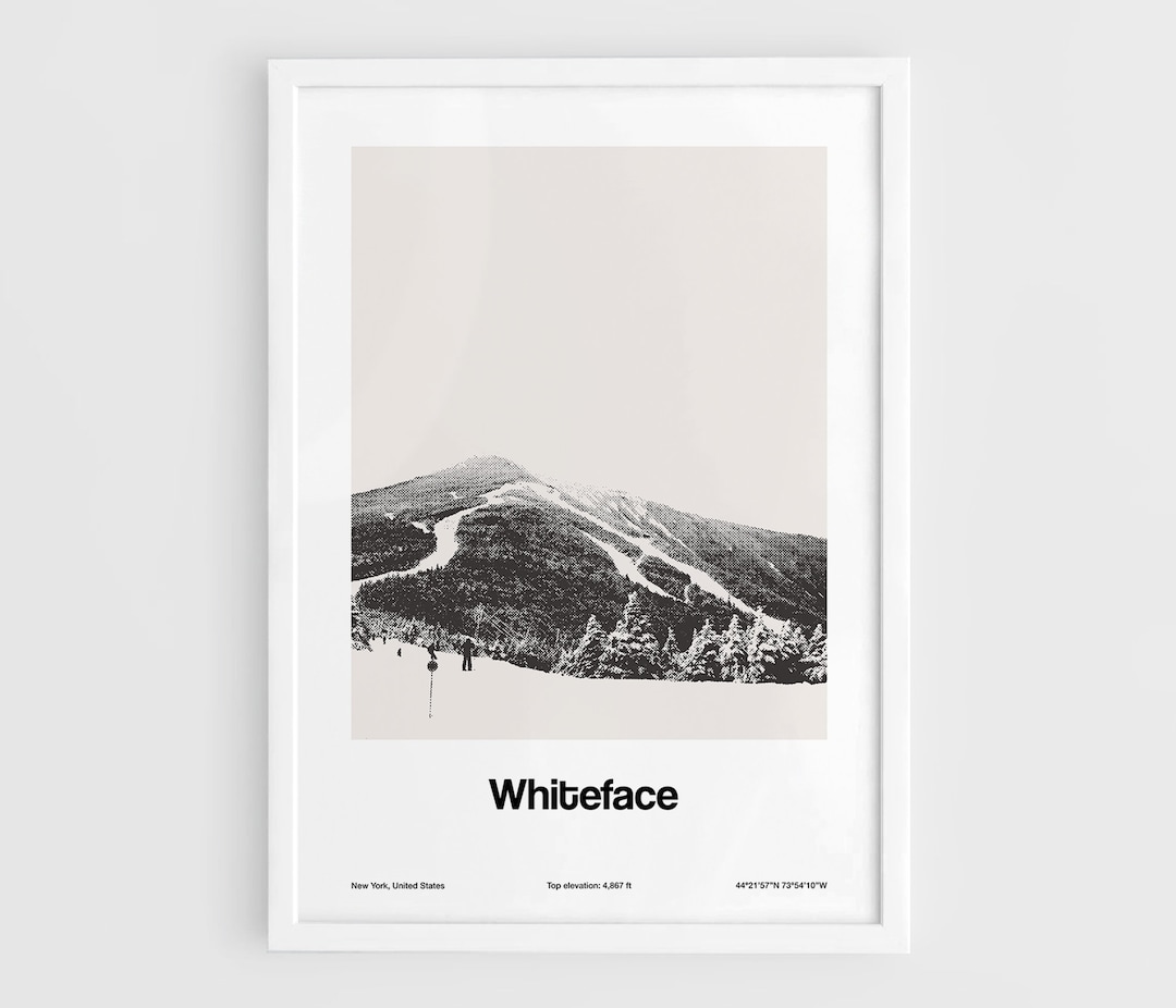 Whiteface Mountain Skyline Poster, Whiteface Skiing New York Print ...