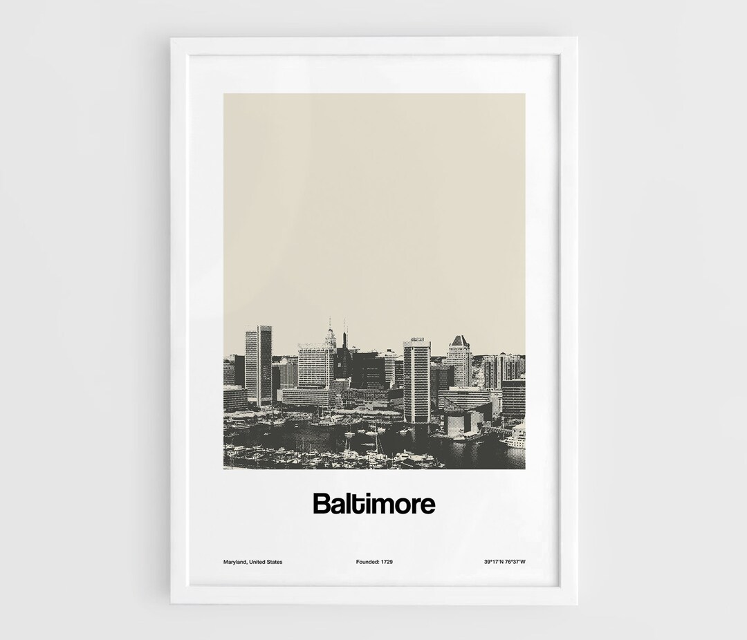 Baltimore Print, Baltimore Maryland Poster, Baltimore Inner Harbor ...