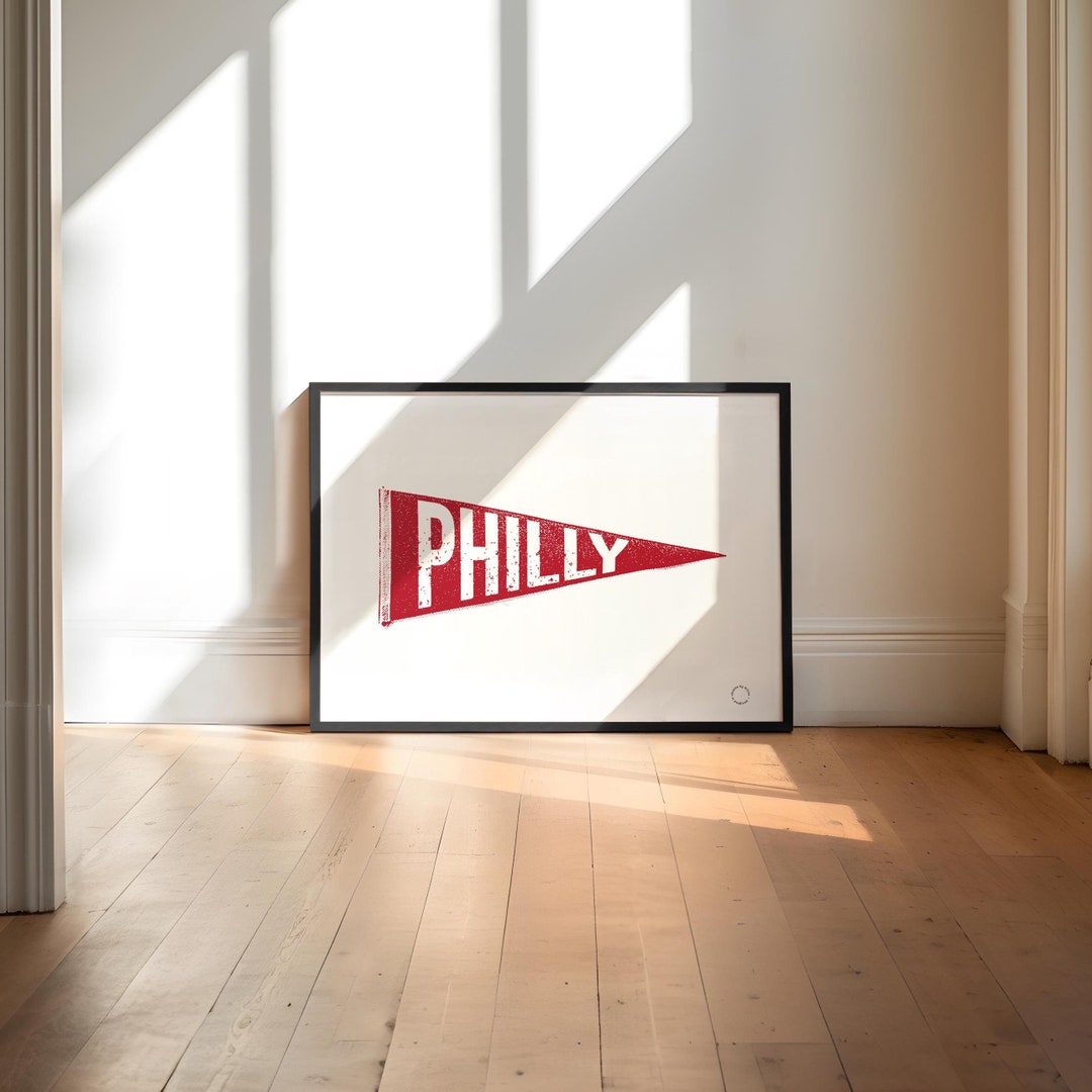 Philadelphia Pennant Flag Print, Philadelphia Red Poster, Philadelphia ...