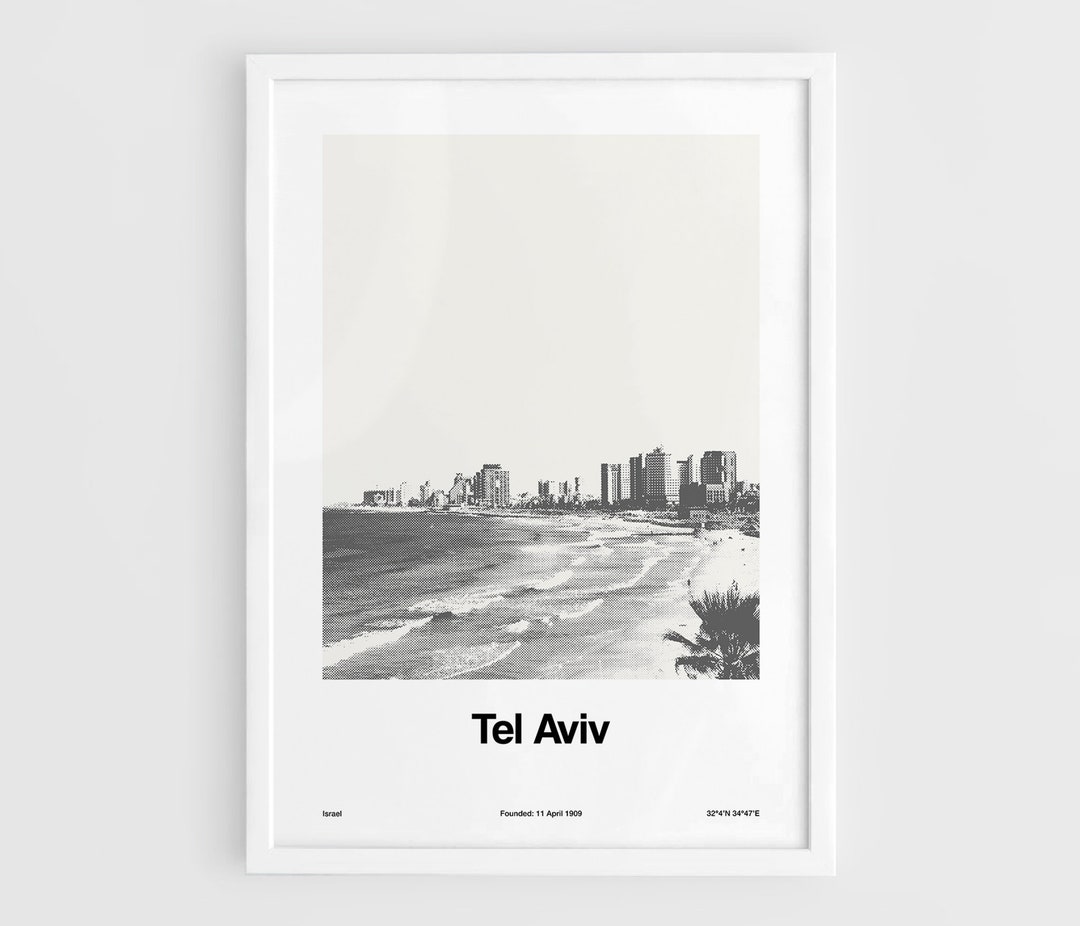 Tel Aviv Poster, Tel Aviv Print, Tel Aviv Skyline, Tel Aviv Israel ...