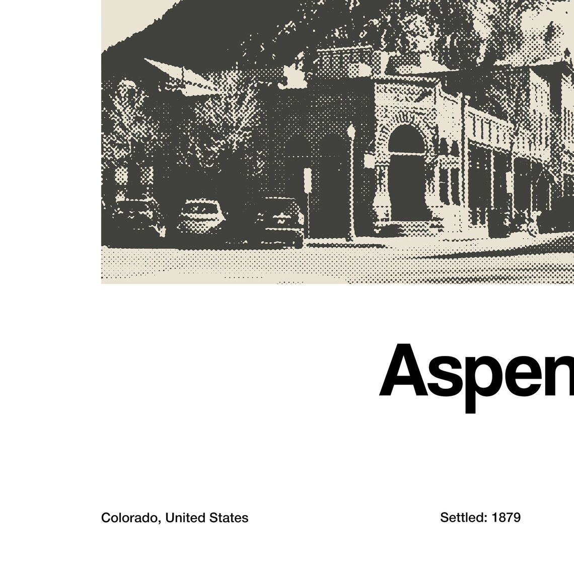 Aspen Colorado Print, Downtown Aspen Poster, Aspen CO Black White ...