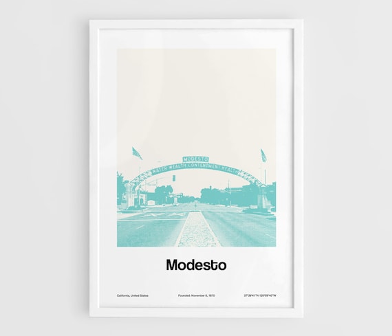Modesto California Print City of Modesto Arch Poster Modesto | Etsy