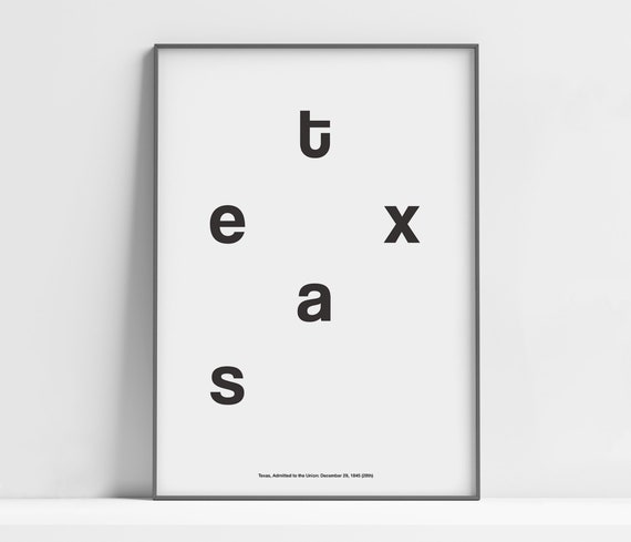 Texas Typography Poster Texas Print Texas Minimalism Poster | Etsy