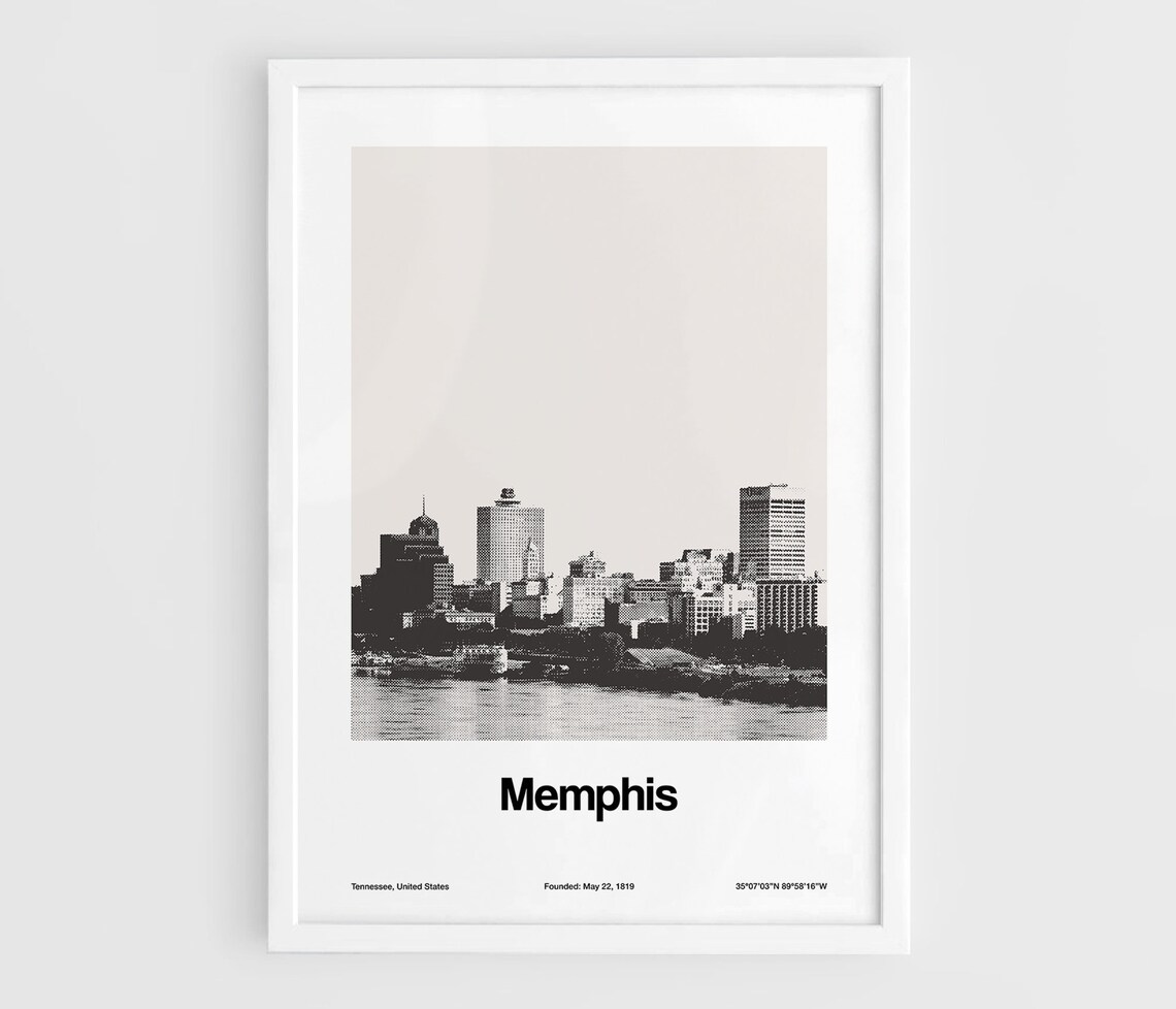 Memphis TN Print Memphis Skyline Poster Tennessee Memphis - Etsy