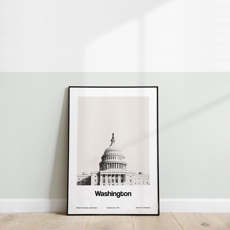 Washington DC Print United States Capitol Poster Capitol | Etsy