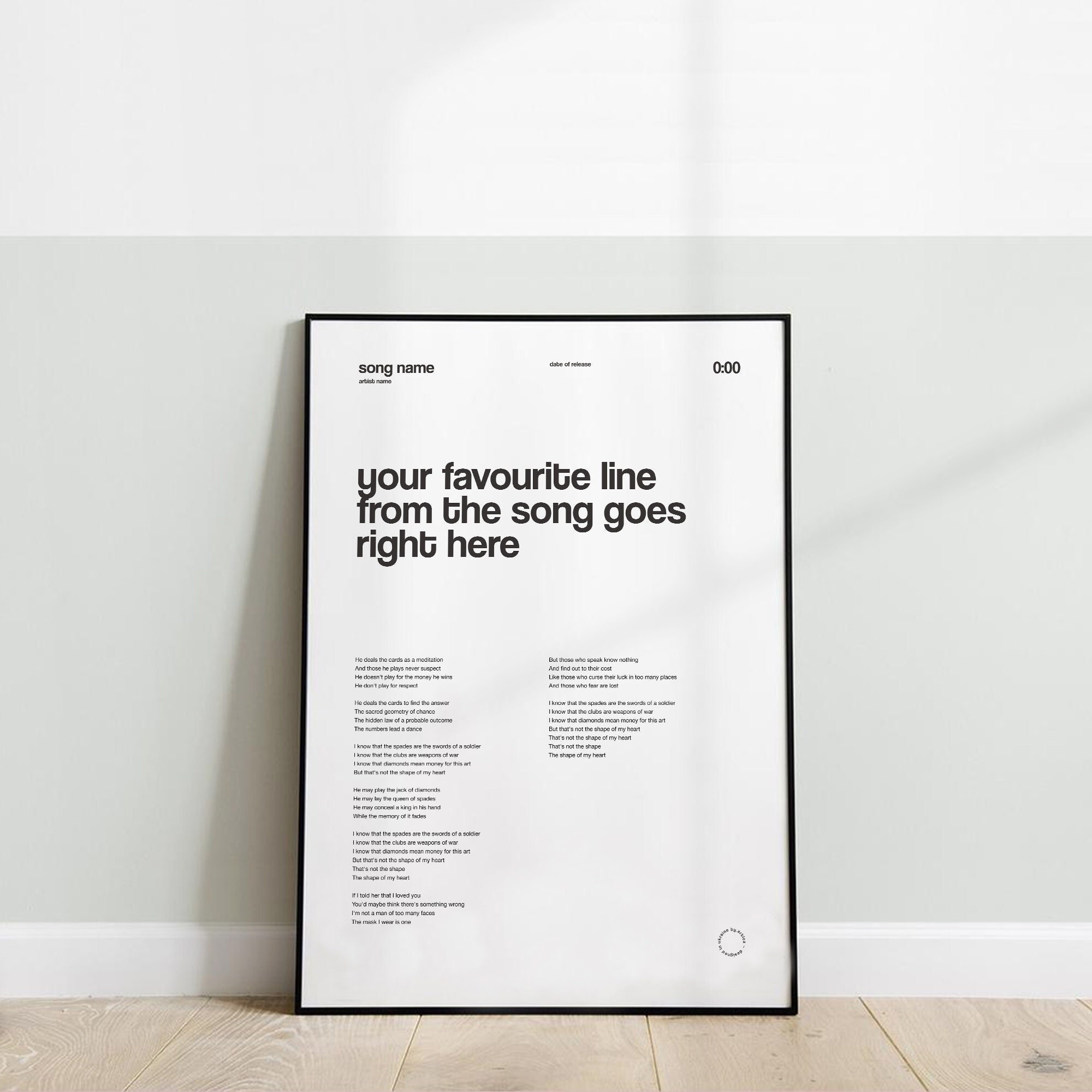 Custom Song Print DIGITAL VERSION, Custom Music Poster, Lyric Art Print ...