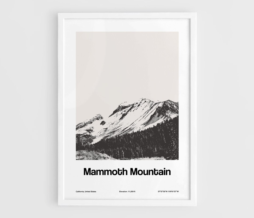 Mammoth Mountain Poster, Mammoth Mountain California Print, Town of ...