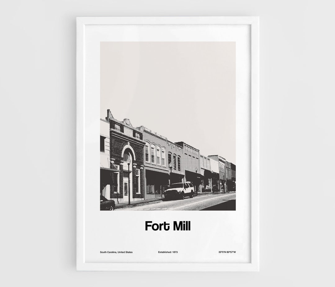 Fort Mill SC Print, Town of Fort Milll South Carolina Skyline Poster ...