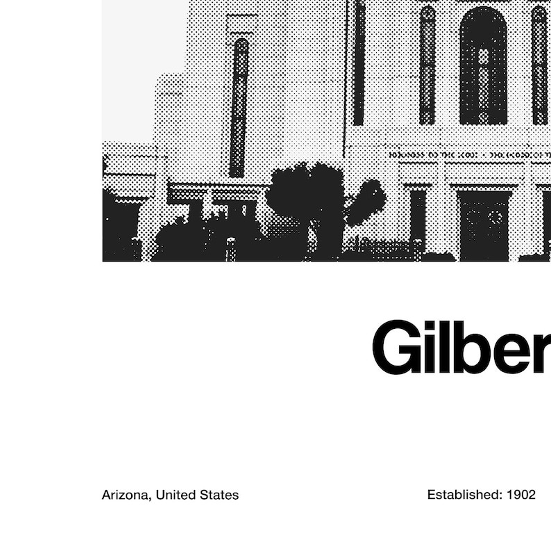 Gilbert AZ Print, Gilbert Arizona Temple Poster Gilbert City Landmark ...