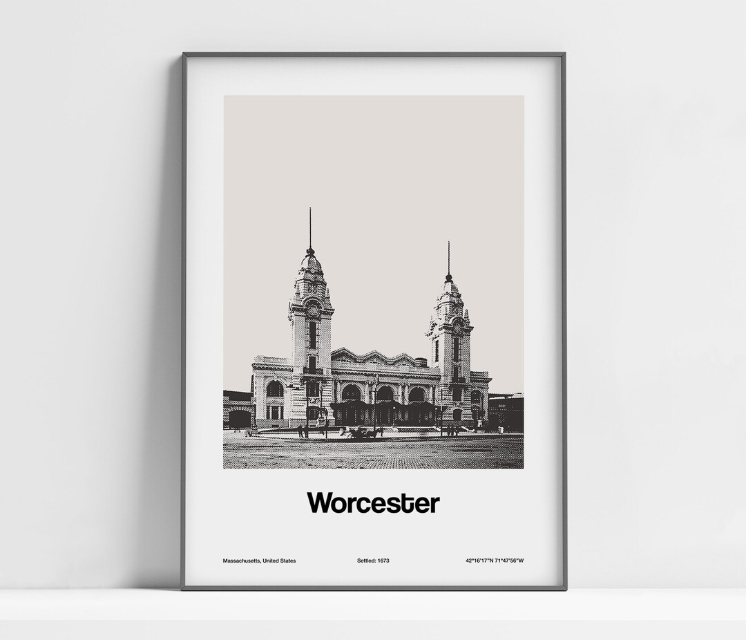 Worcester MA Print, Worcester Massachusetts Poster, Worcester Union ...