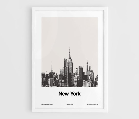 New York Manhattan Skyline Poster New York City Print Empire | Etsy
