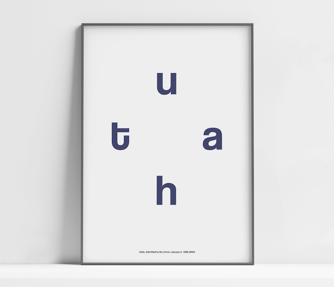 Utah Print, Utah Typography Poster, Utah Minimalism Nordic Decor, Utah ...