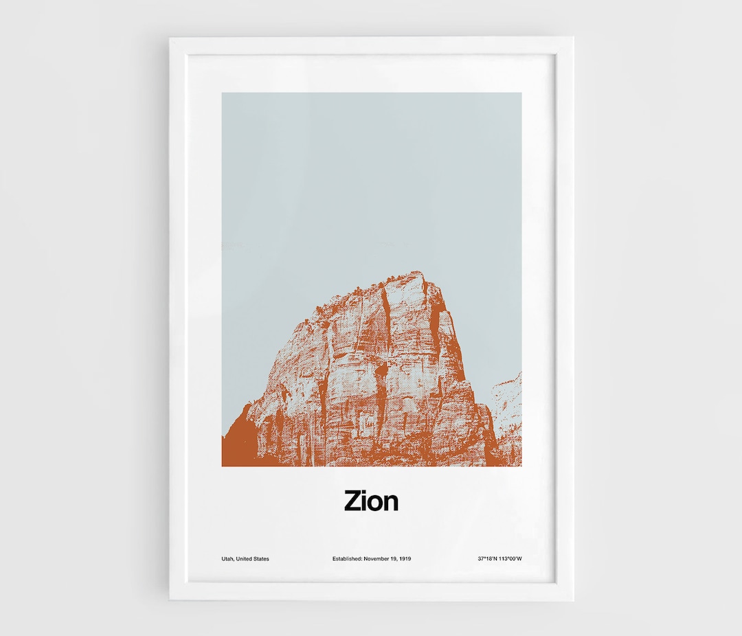 Zion National Park Poster, Angels Landing Zion Canyon National Park ...
