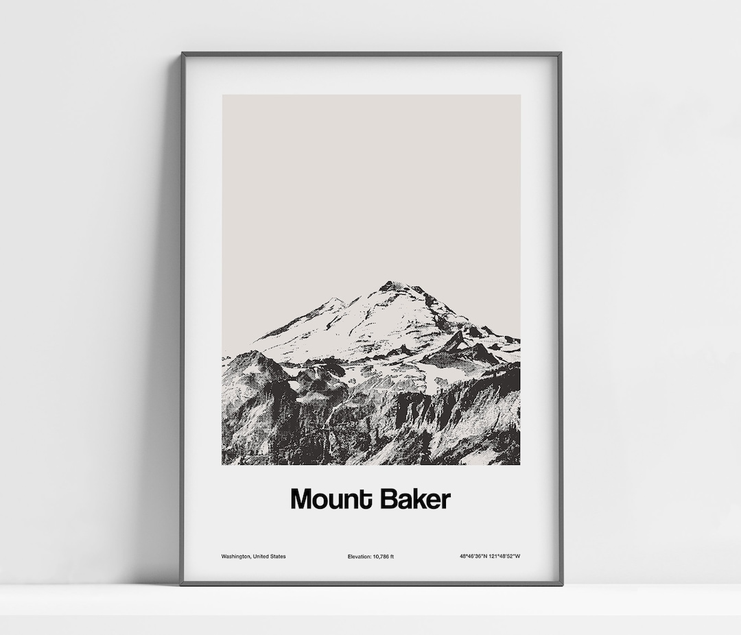 Mount Baker WA Print, Mount Baker Washington Poster, Mt Baker ...