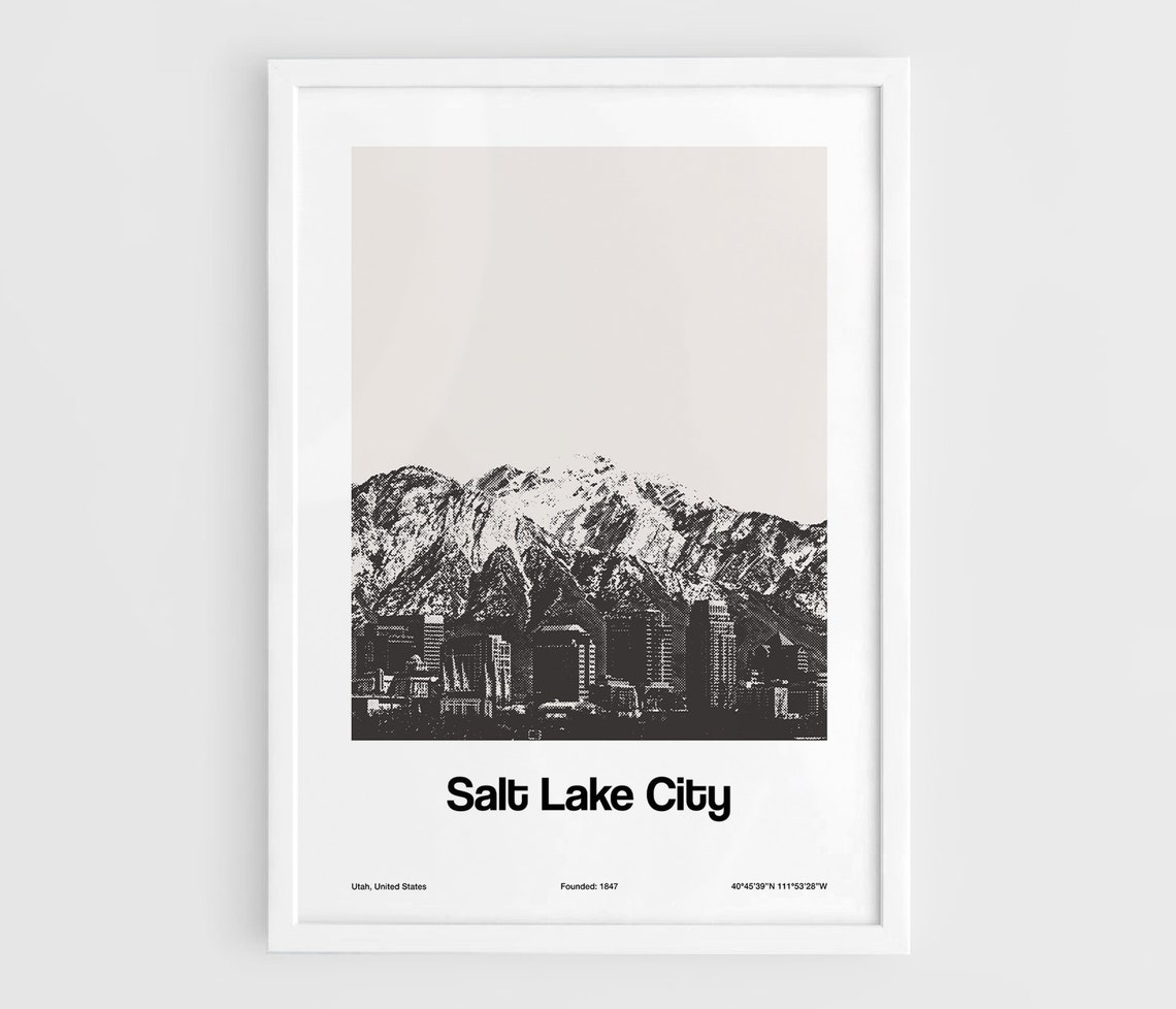 Salt Lake City Print, Salt Lake City Skyline Utah Poster, Salt Lake ...