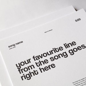 Custom Song Print, Custom Music Poster, Personalised Lyric Art Print ...