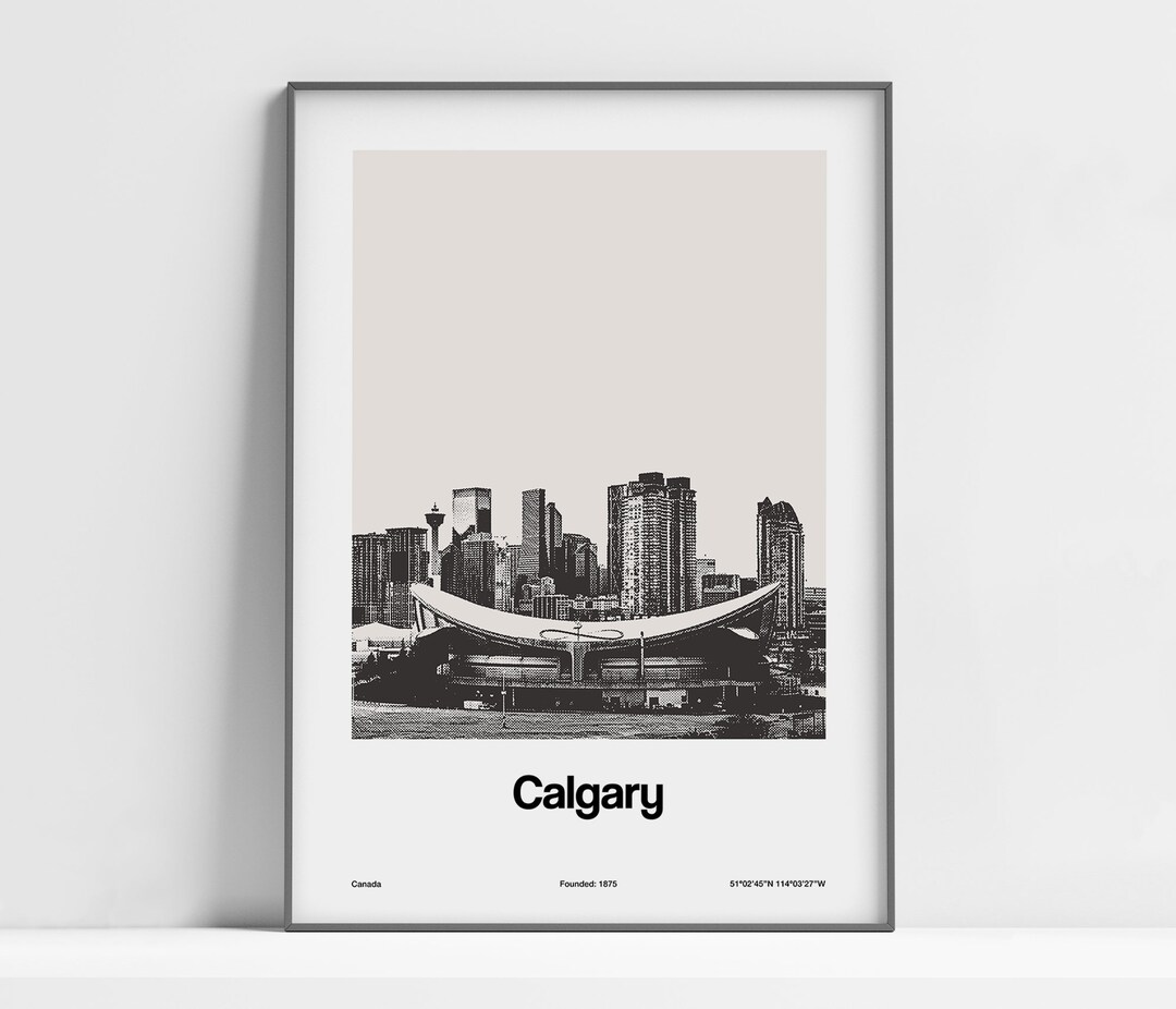 Calgary Print, Downtown Calgary Skyline Canada Poster, Calgary Alberta ...
