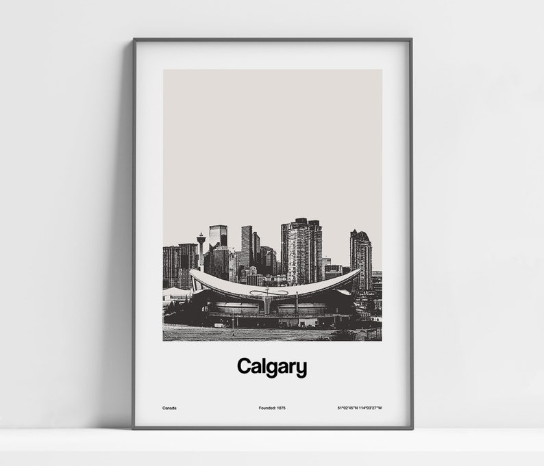 Calgary Print, Downtown Calgary Skyline Canada Poster, Calgary Alberta ...