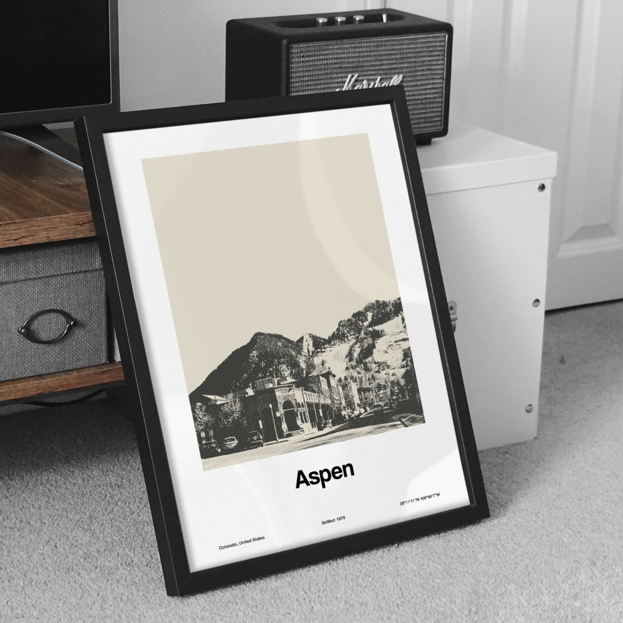 Aspen Colorado Print Downtown Aspen Poster Aspen CO Black - Etsy