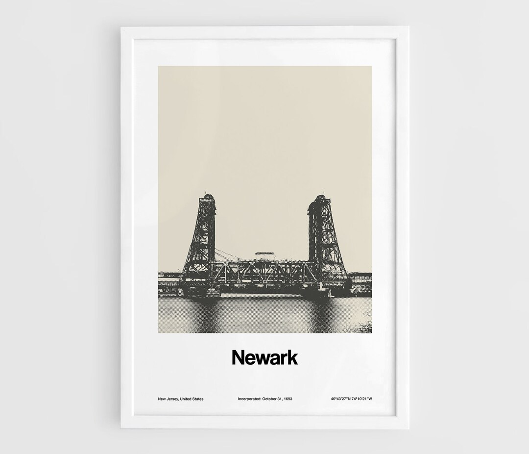 Newark NJ Print, Dock Bridge Newark New Jersey Poster, Downtown Newark ...